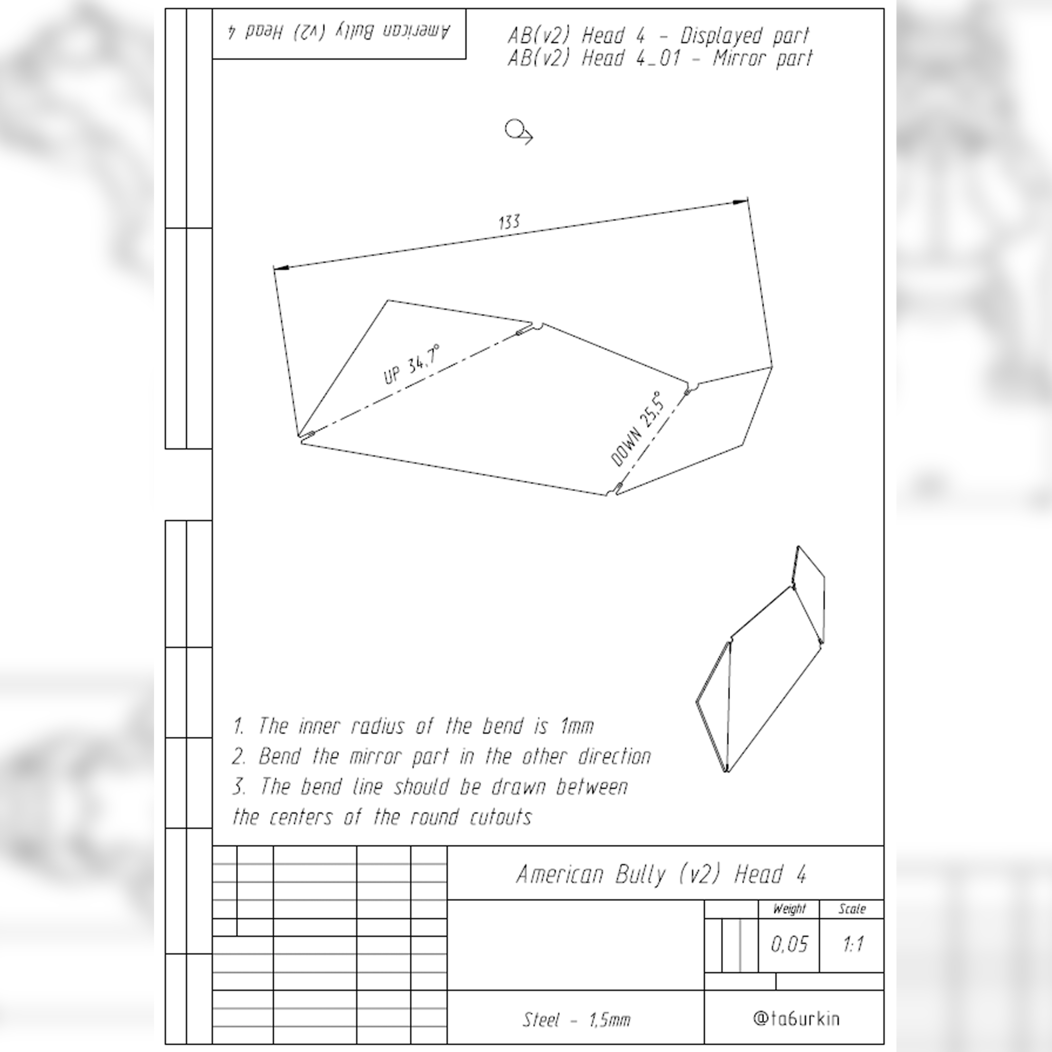 Welding Project Plans Drawings American Bully (v2) (DXF, PDF) - Crealandia