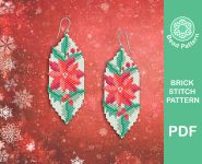Christmas rose brick stitch pattern for earrings or bracelet