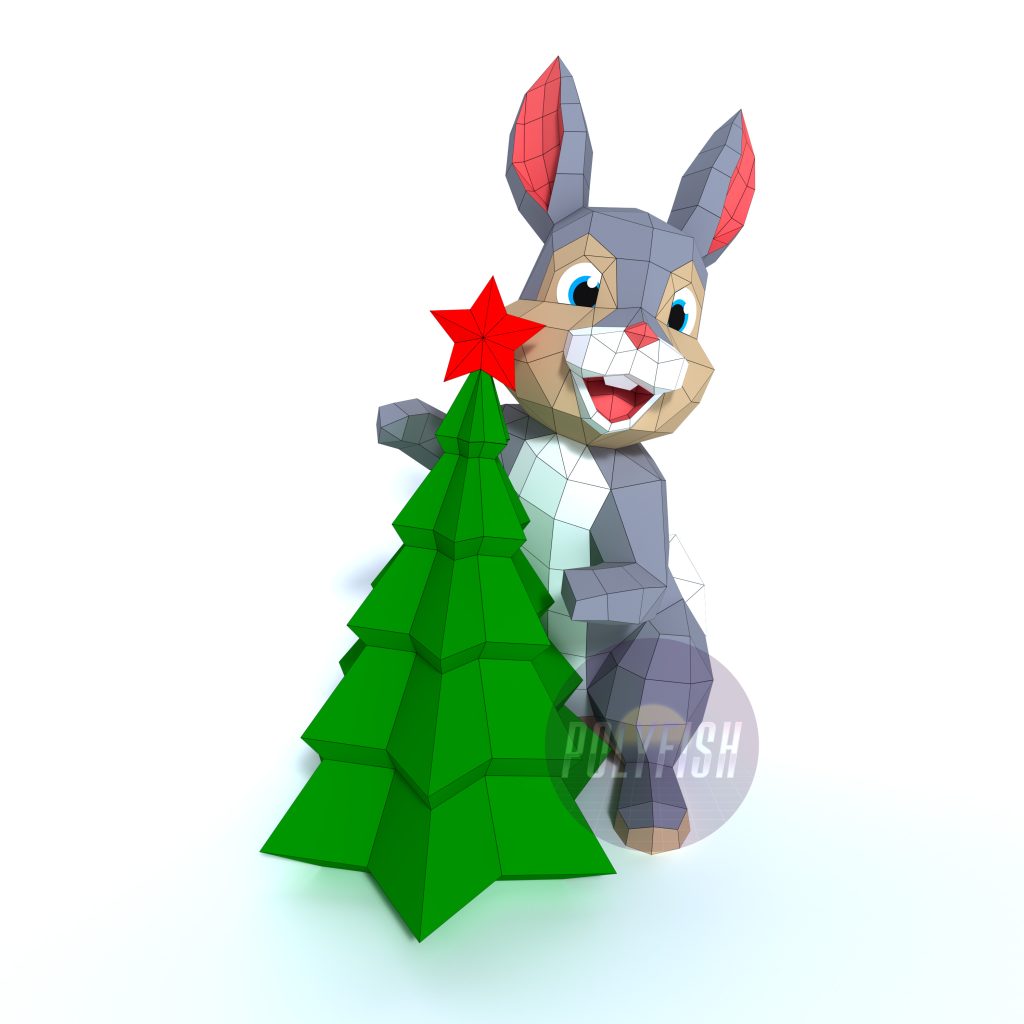 DIY Christmas Bunny template Papercraft PDF - Crealandia