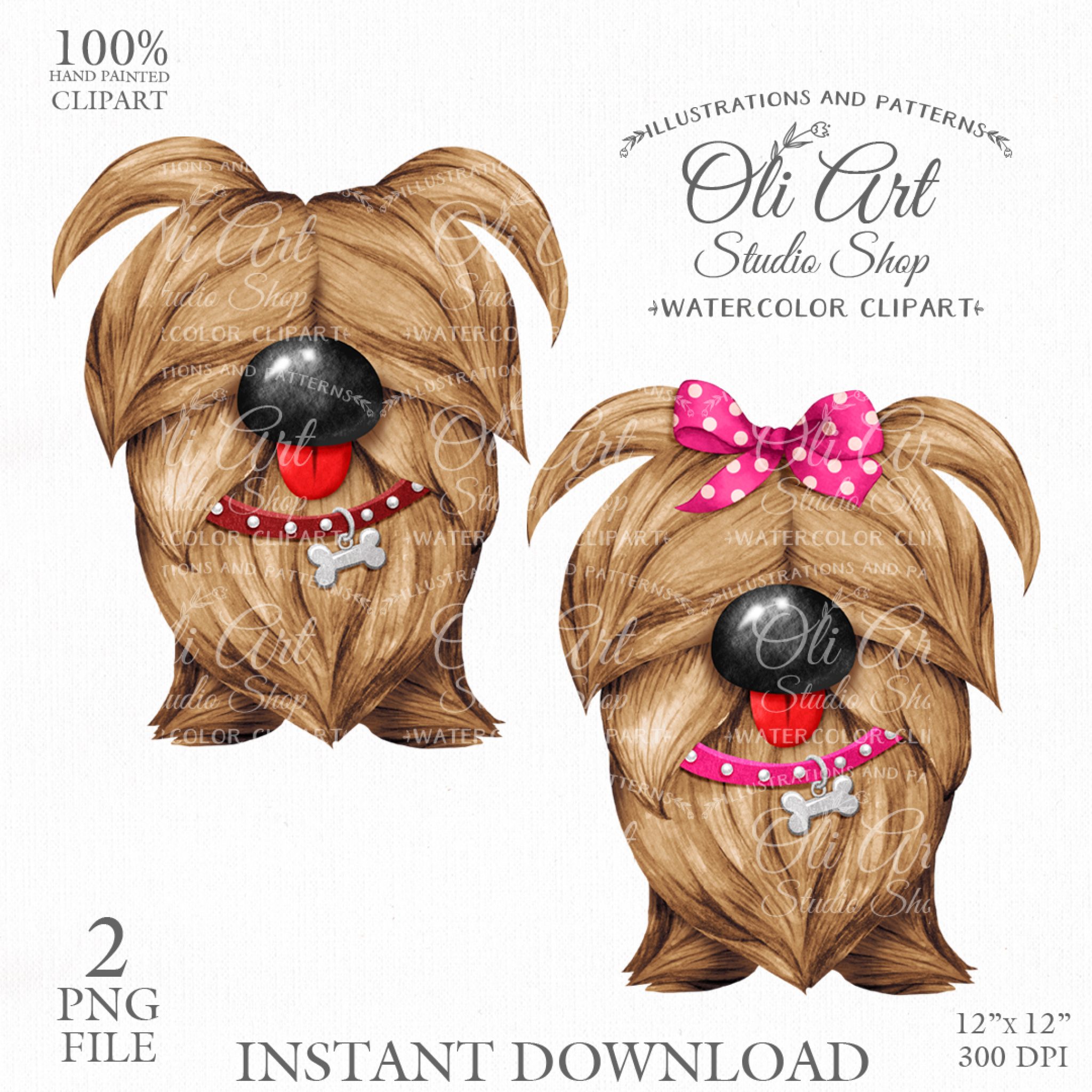 Dog Digital Clip Art. Cute Characters. Hand Drawn graphics. - Crealandia