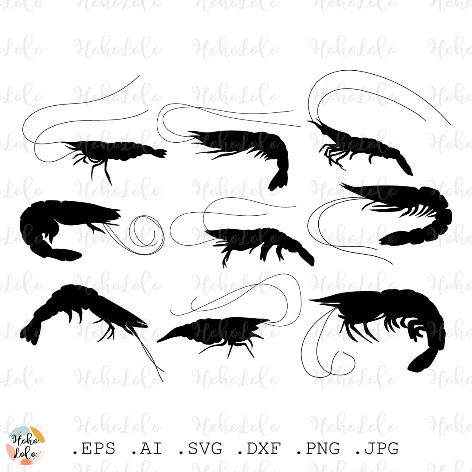 Shrimp Svg Cricut Silhouette Cutting Template Dxf Clipart