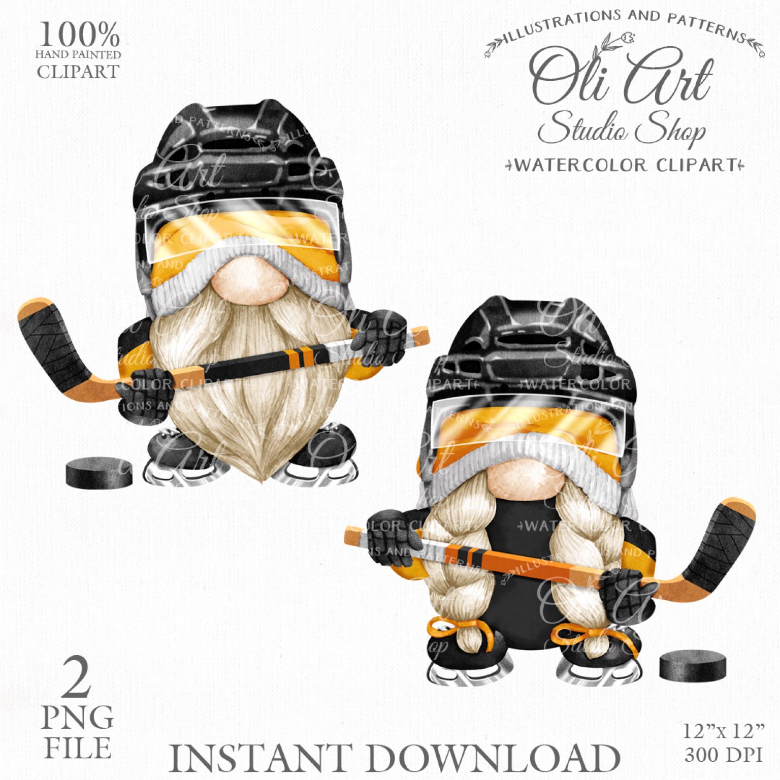 Hockey Gnome Clip Art. Sports Gnome. Cute Characters - Crealandia