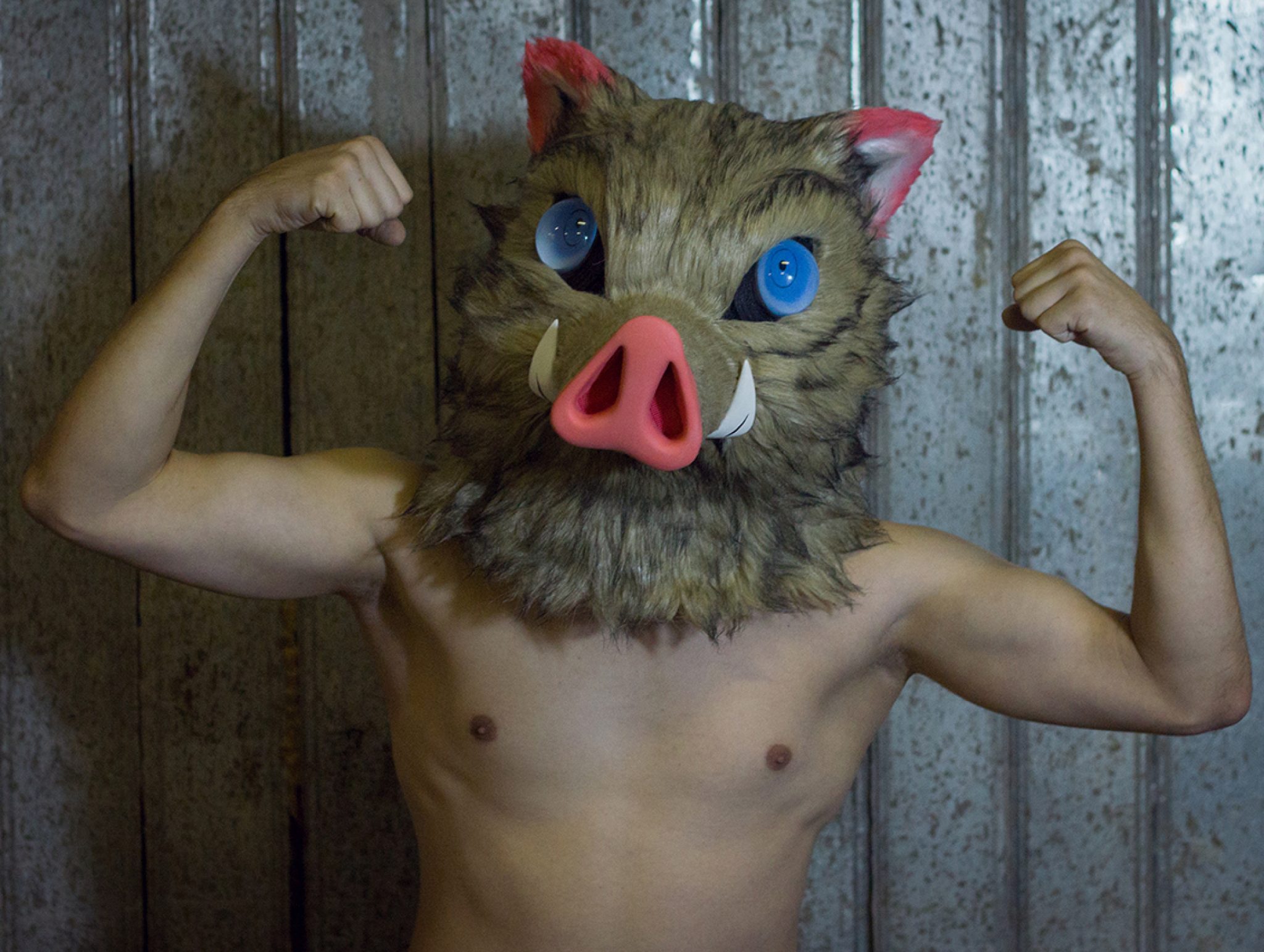 Inosuke's boar head inspired by Kimetsu no Yaiba