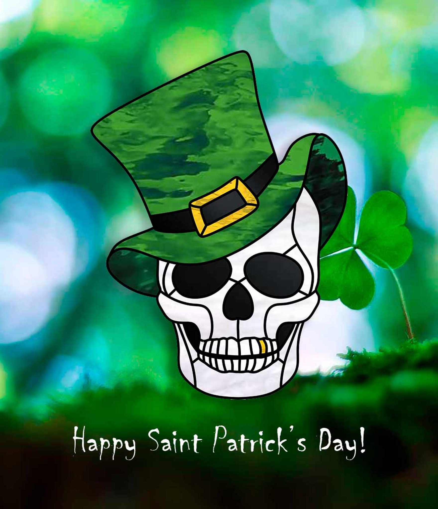Skull Stained Glass Pattern Saint Patrick's Day - Crealandia