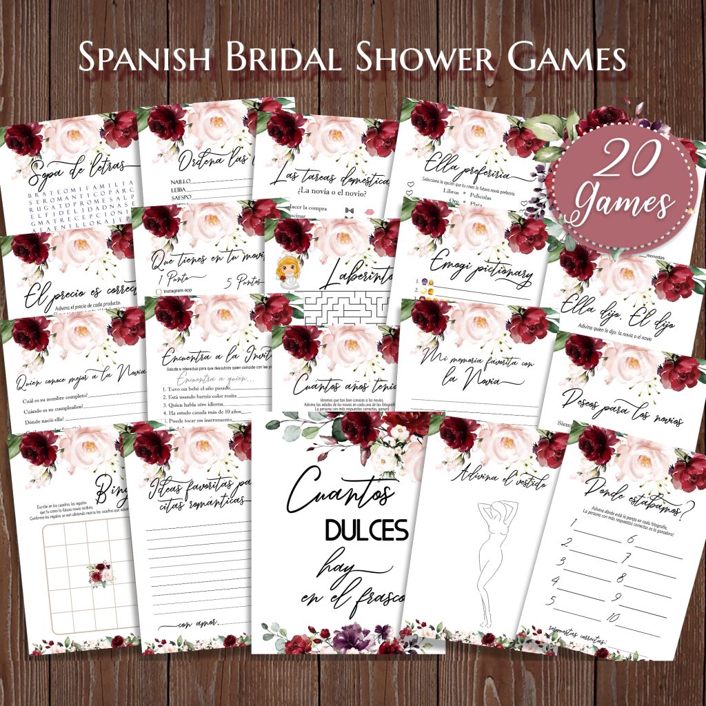 Red Rose Despedida de Soltera Juegos Spanish Bridal Shower