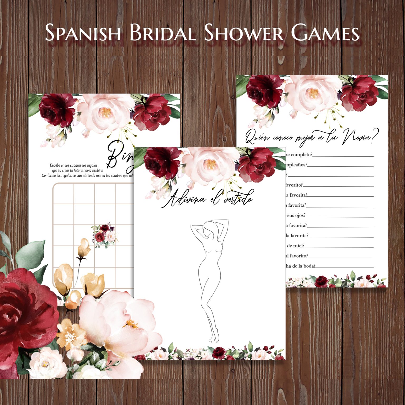 Red Rose Despedida de Soltera Juegos Spanish Bridal Shower