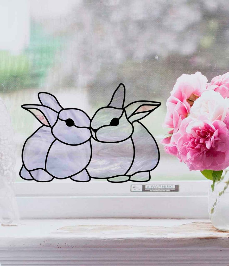Cute Rabbits Stained Glass Pattern - Crealandia