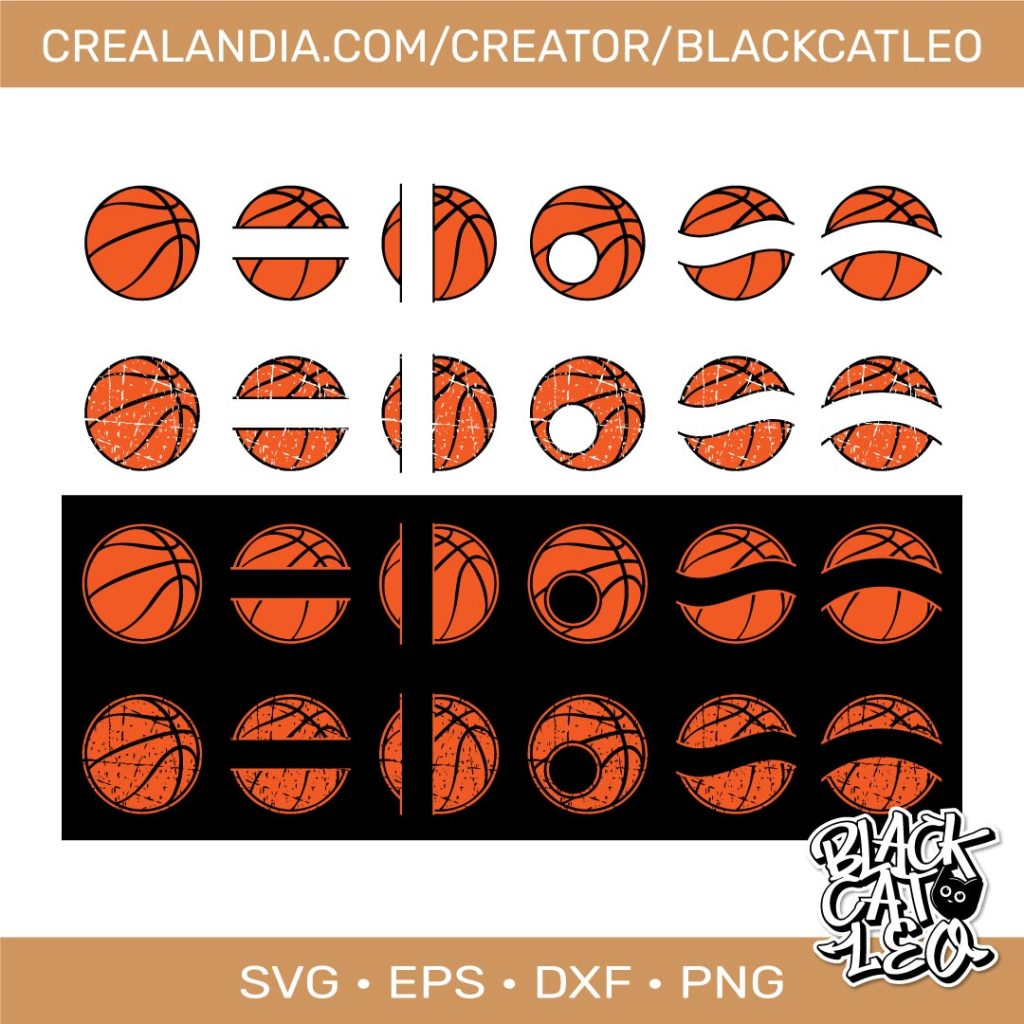 Basketball SVG Bundle. Distressed split basketball ball set.