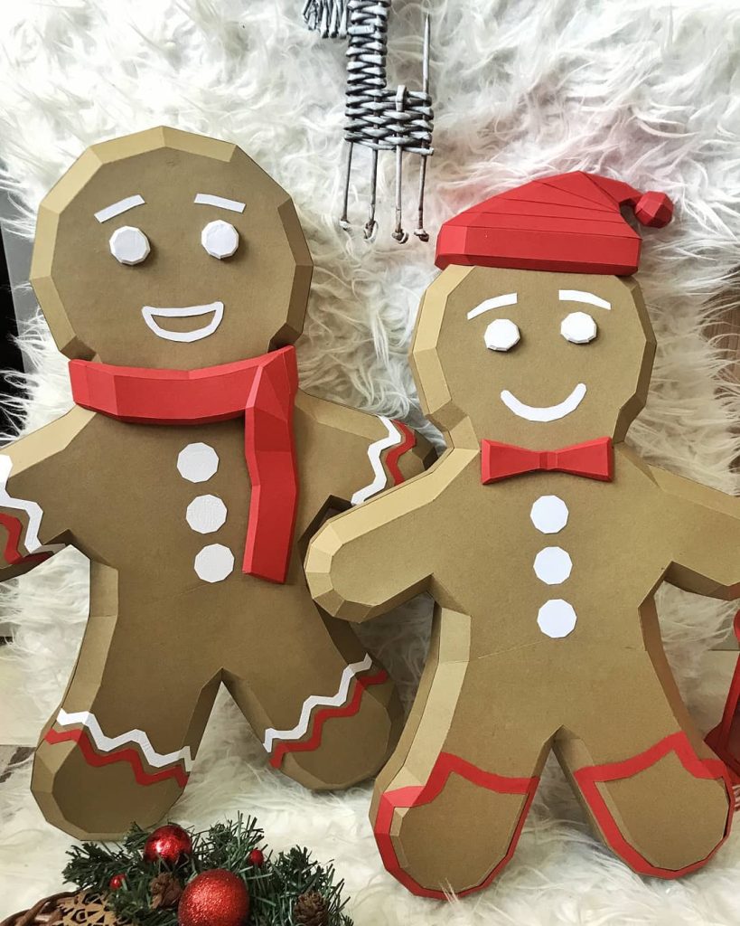 Gingerbread man papercraft template, christmas diy decor