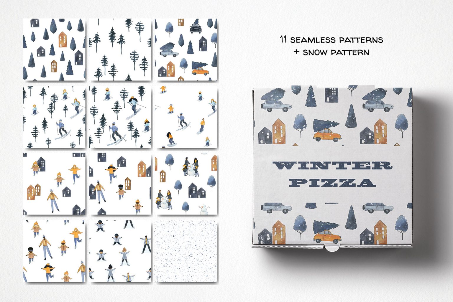 winter clipart, watercolor family outdoor activities illustrations ...