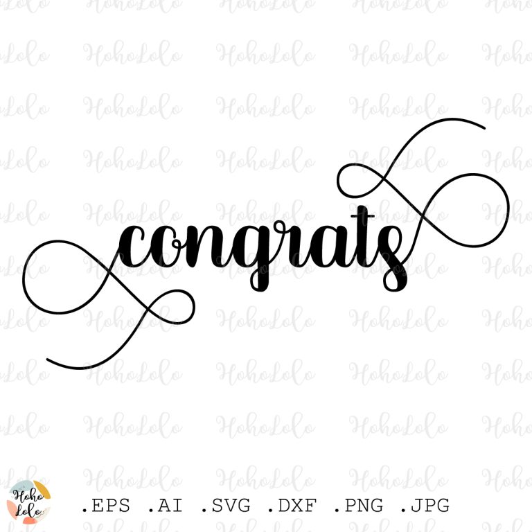 Congrats Svg Lettering Clipart Png Template Dxf Laser Cut