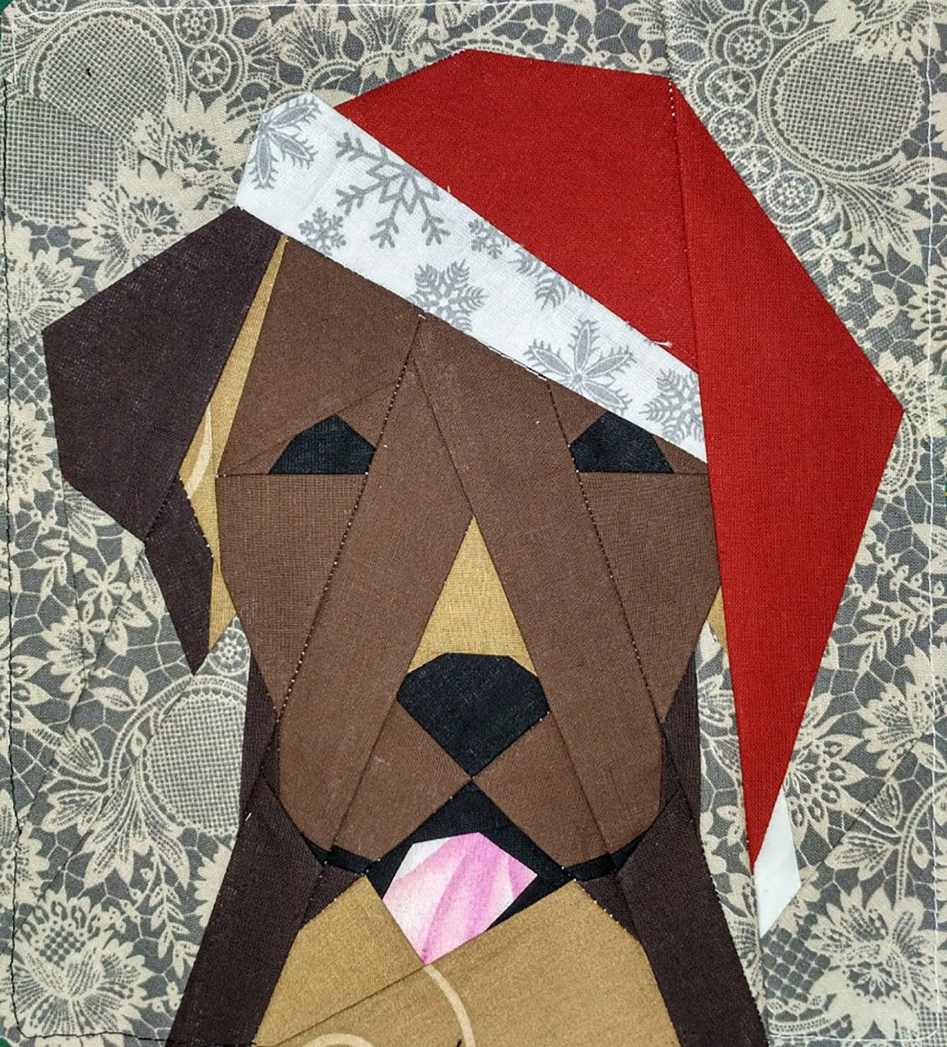 Labrador Christmas quilt block PDF pattern Paper Piecing