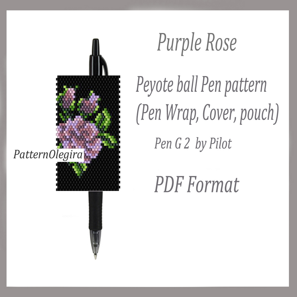 Purple Rose pattern bead pen wraps Olegirabeadpatterns