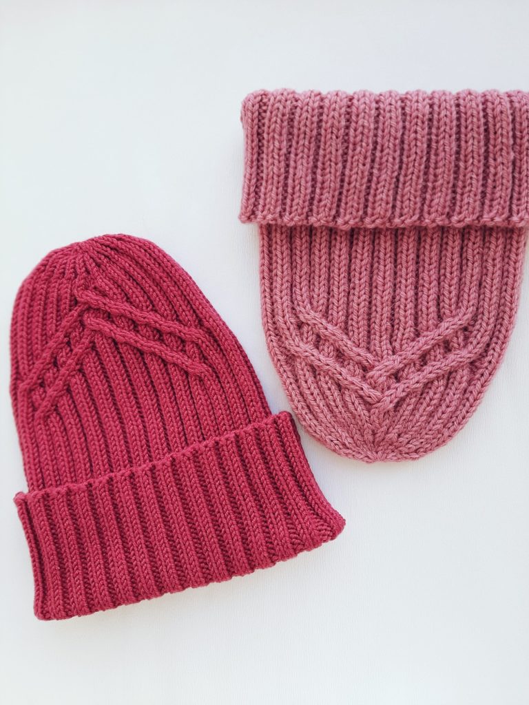 Knitting Pattern Ribbed Hat with Cabled Crown 2 sizes