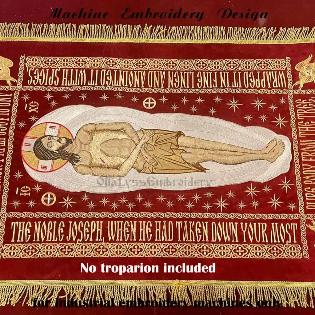 Epitaphios of Jesus Christ embroidery design