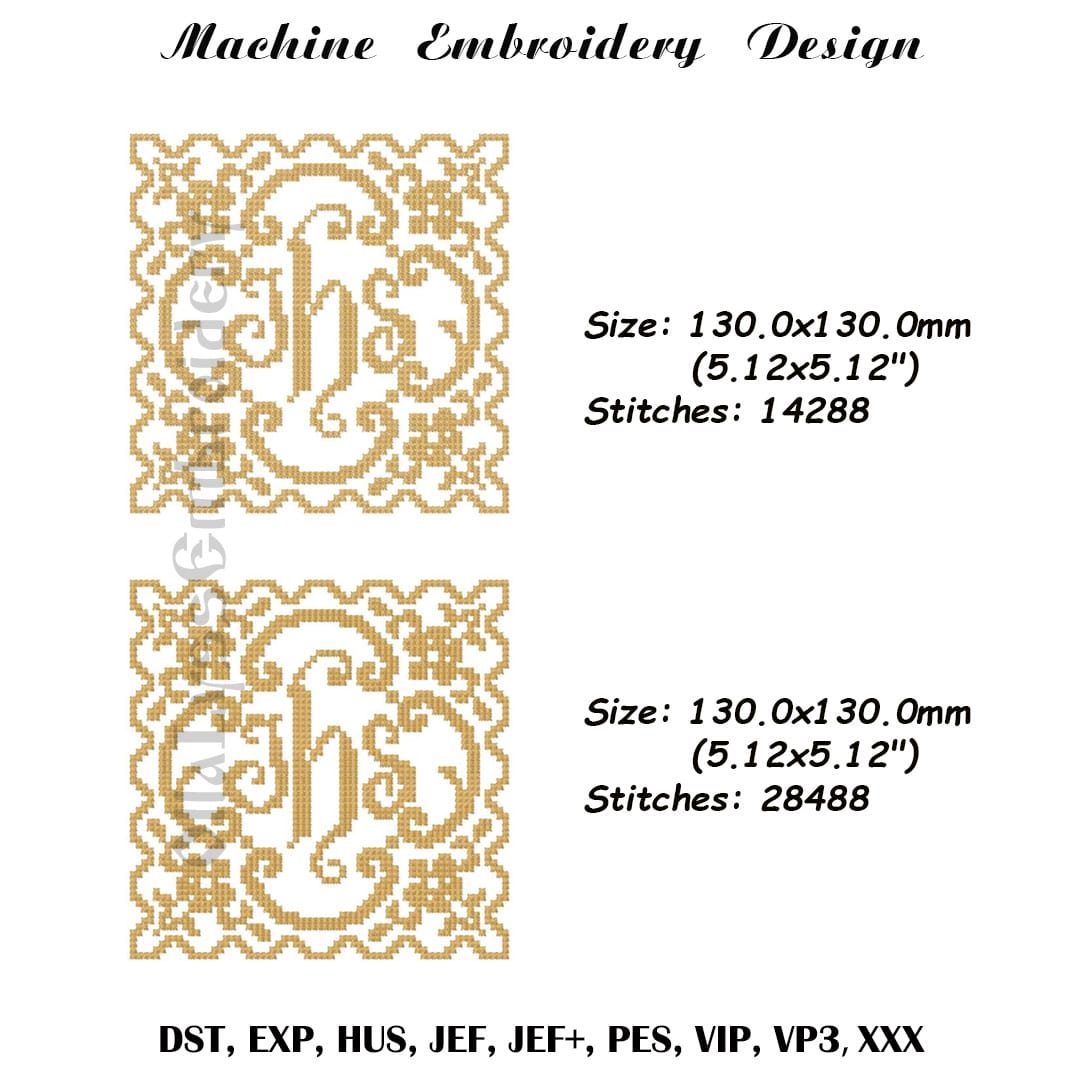 JHS Christogram embroidery design - Free