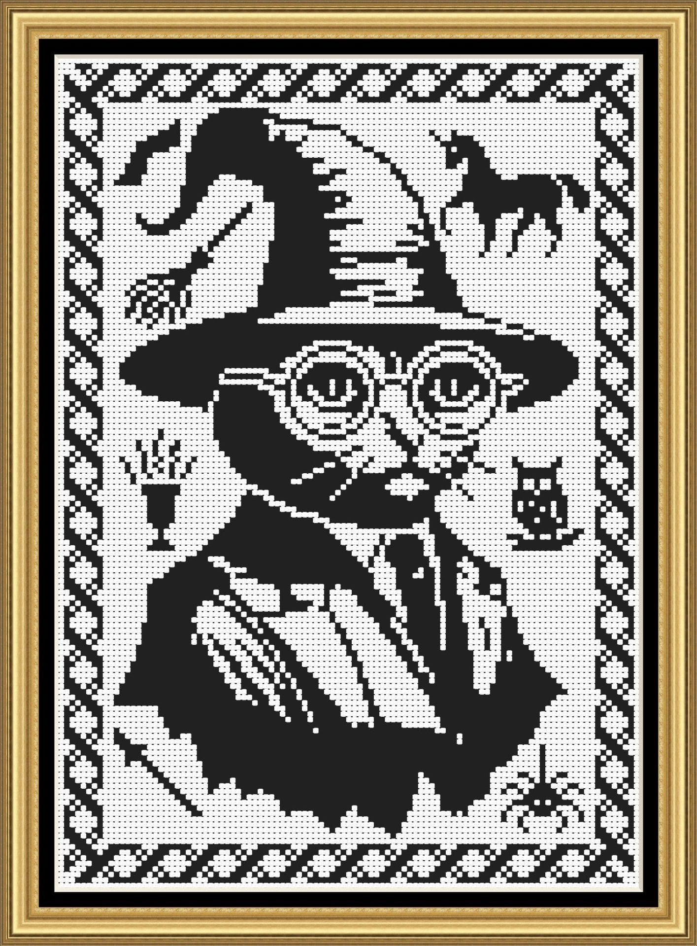 Cross stitch pattern Halloween cat pdf - Crealandia