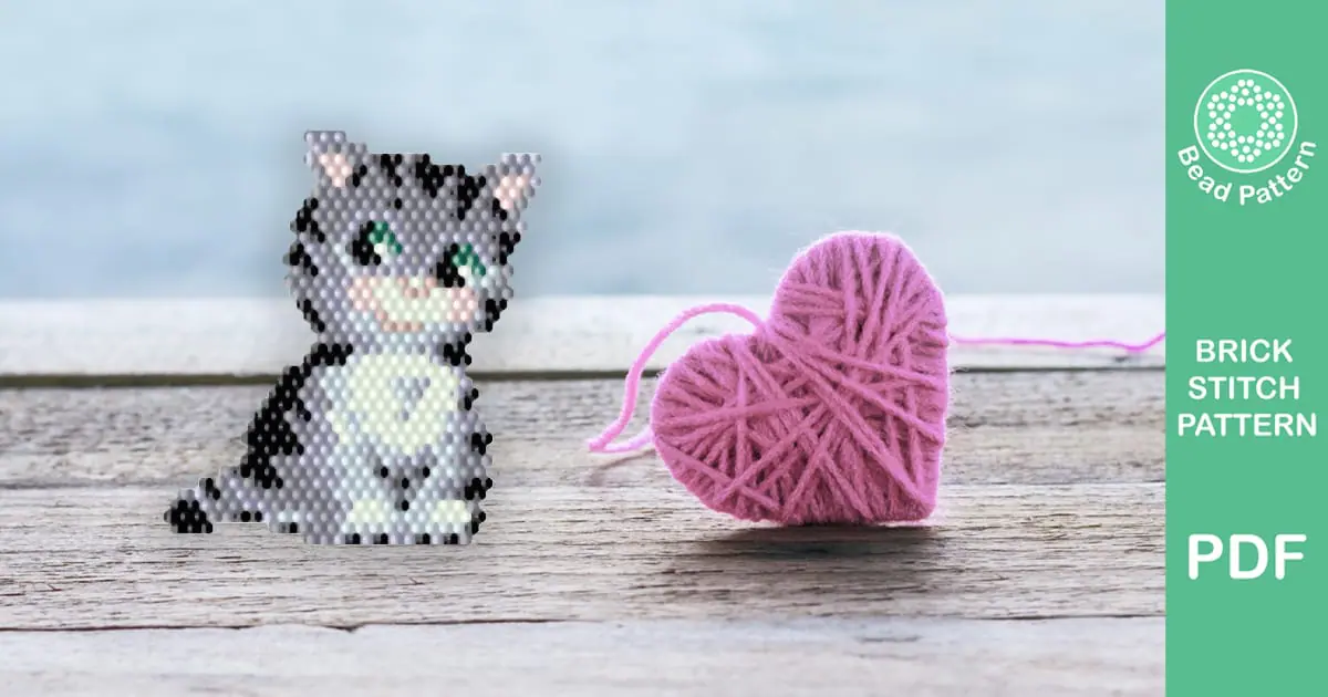 Cute cat brick stitch pattern PDF instant download