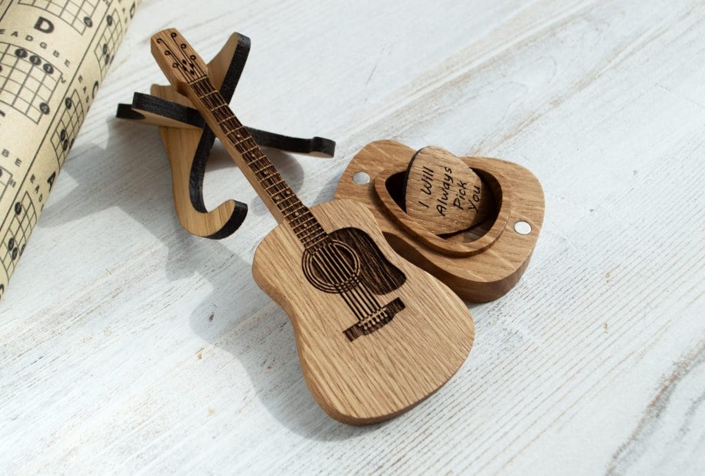 Guitar pick box personalized gift for guitar player, picks