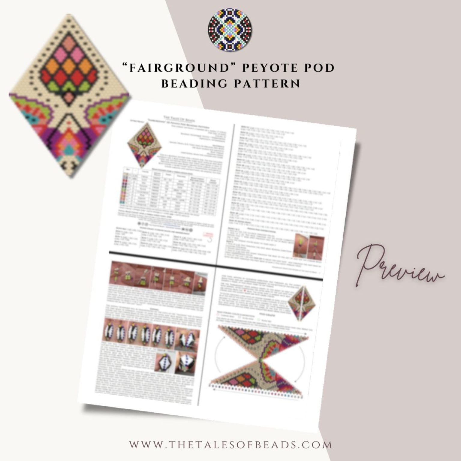Peyote Pod Pattern Fairground - Beaded Ornament Tutorial - Crealandia