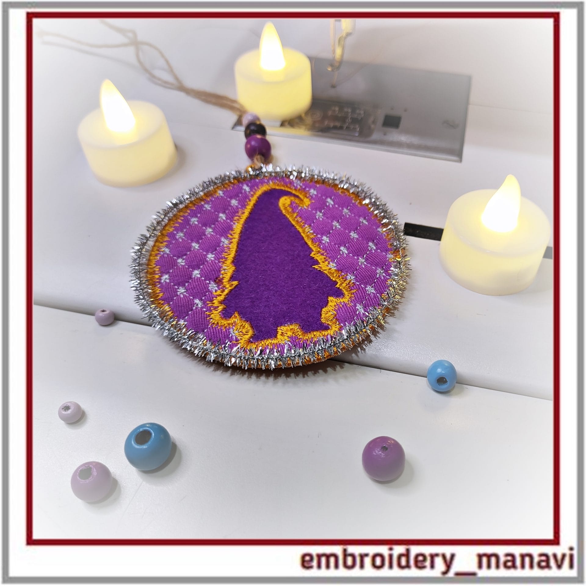 In the Hoop Christmas Gnome Pendant 4x4 Machine Embroidery Desi ...