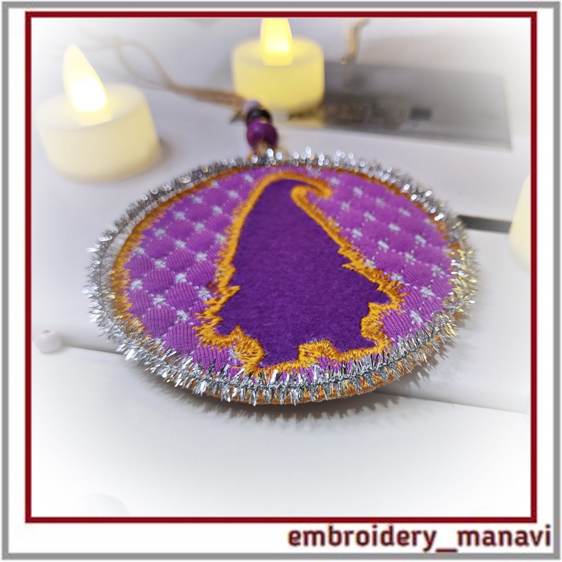 In the Hoop Christmas Gnome Pendant 4x4 Machine Embroidery Desi ...